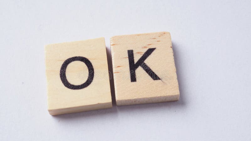 OK Word of Wooden Letter Cubes on White Background Stock Illustration ...