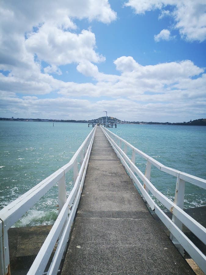Okahu Bay Wharf stock image. Image of okahu, pier, ocean - 172174441