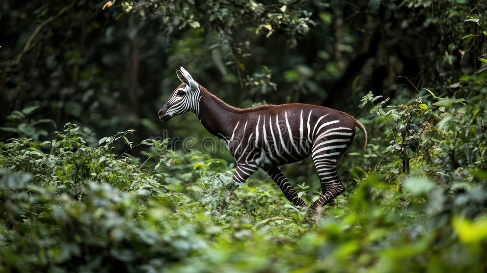 Okapi in Dense Forest: a Serene Image of an Okapi Moving Quietly ...