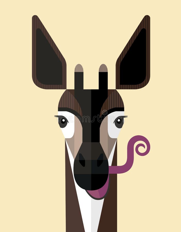 Okapi head stock vector. Illustration of brown, language - 244758631