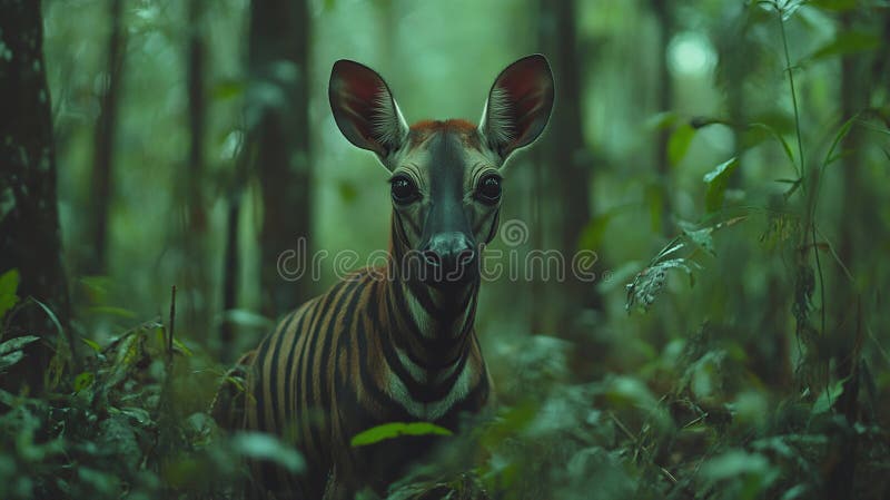 Okapi in the Rainforest: a Mystical Encounter Stock Illustration ...