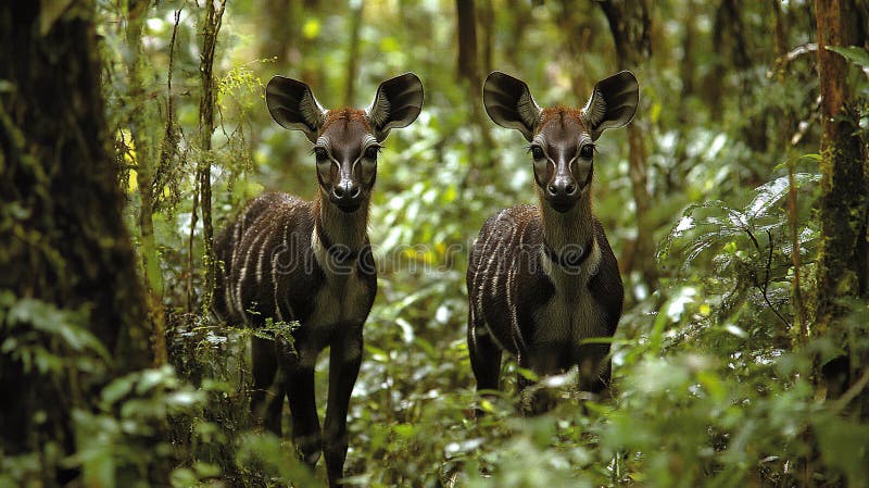 Okapi in the Rainforest stock illustration. Illustration of ...
