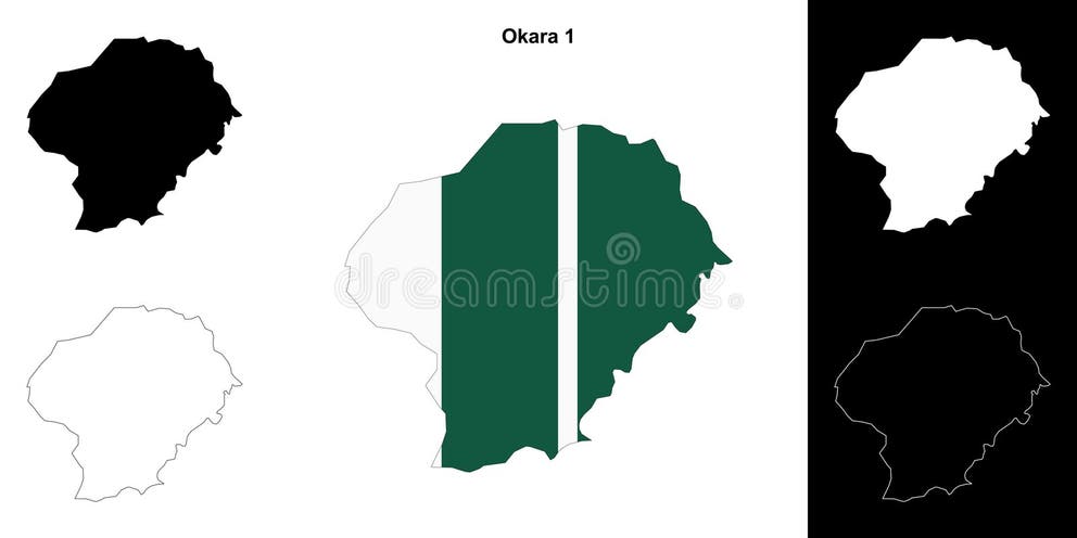 Okara 1 outline map stock vector. Illustration of tourism - 371579965