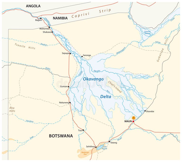 Okavango delta map stock vector. Illustration of delta - 48904532