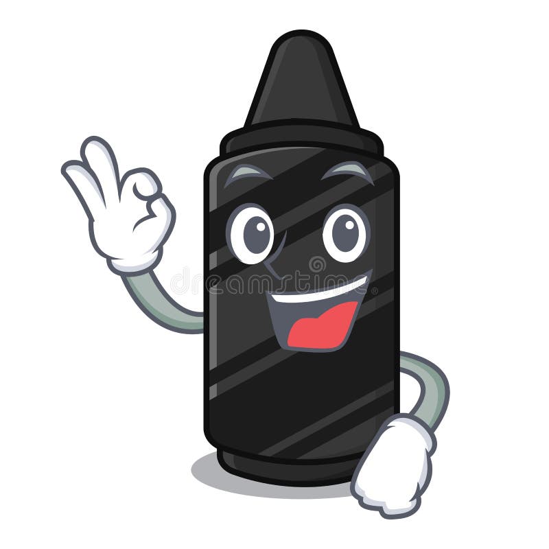 Okay Black Crayon in the Character Shape Stock Vector - Illustration of ...