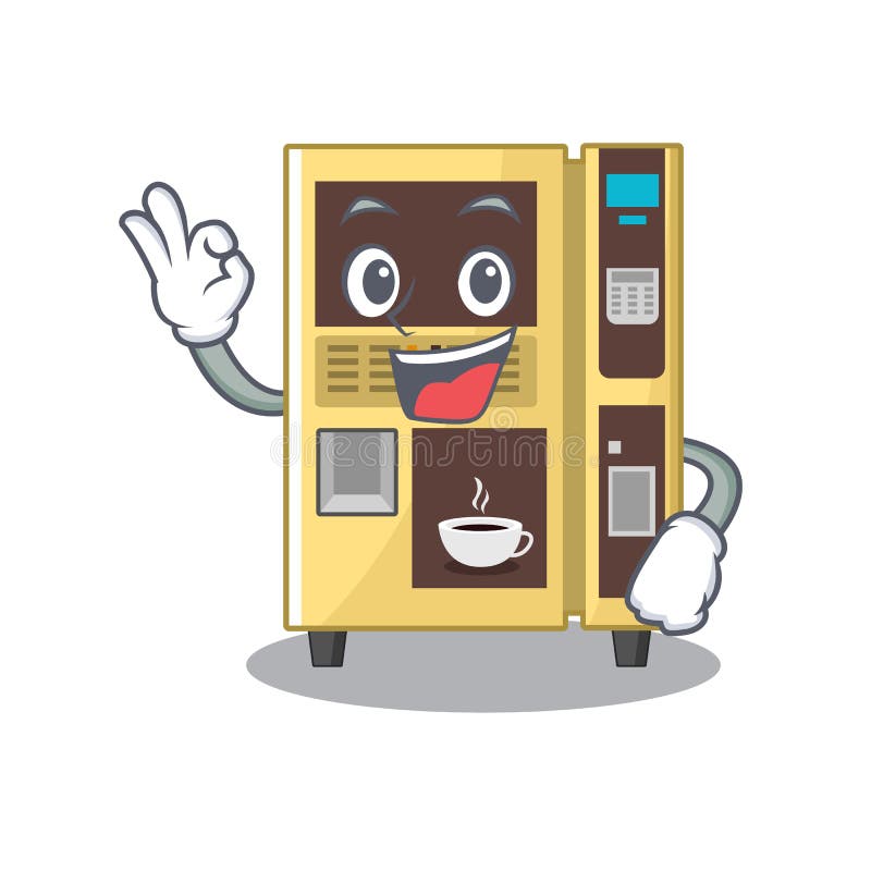 Okay Coffee Vending Machine with Cartoon Shape Stock Vector ...