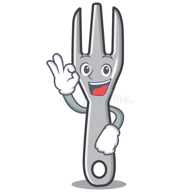 Okay Fork Character Cartoon Style Stock Vector - Illustration of ...