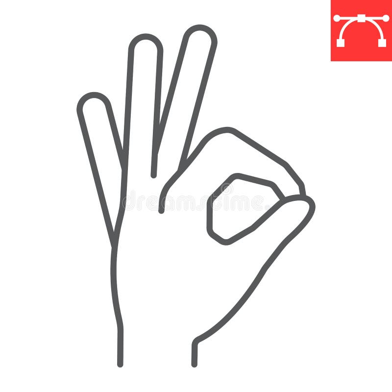 Okay gesture line icon stock vector. Illustration of quality - 244005576