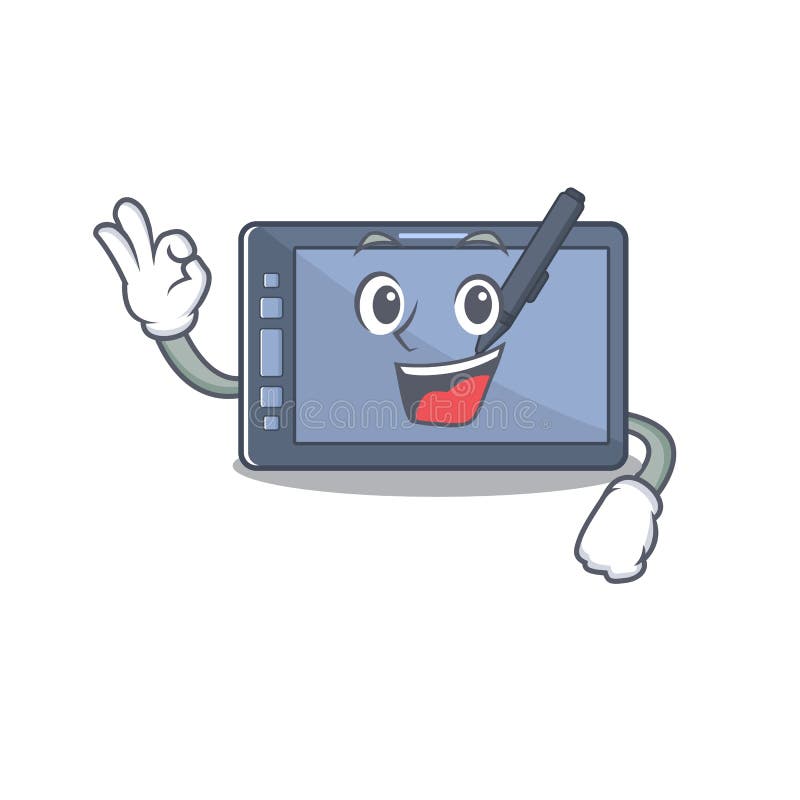 Okay Graphic Tablet Character with Shape Mascot Stock Vector ...