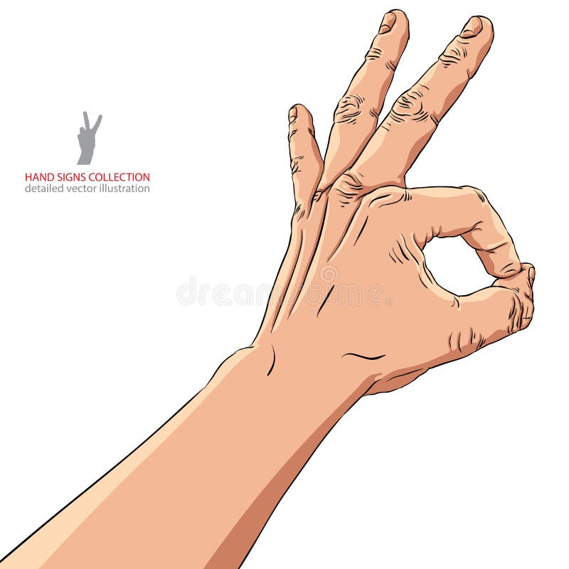 Okay Hand Sign, Detailed Vector Illustration. Stock Vector ...