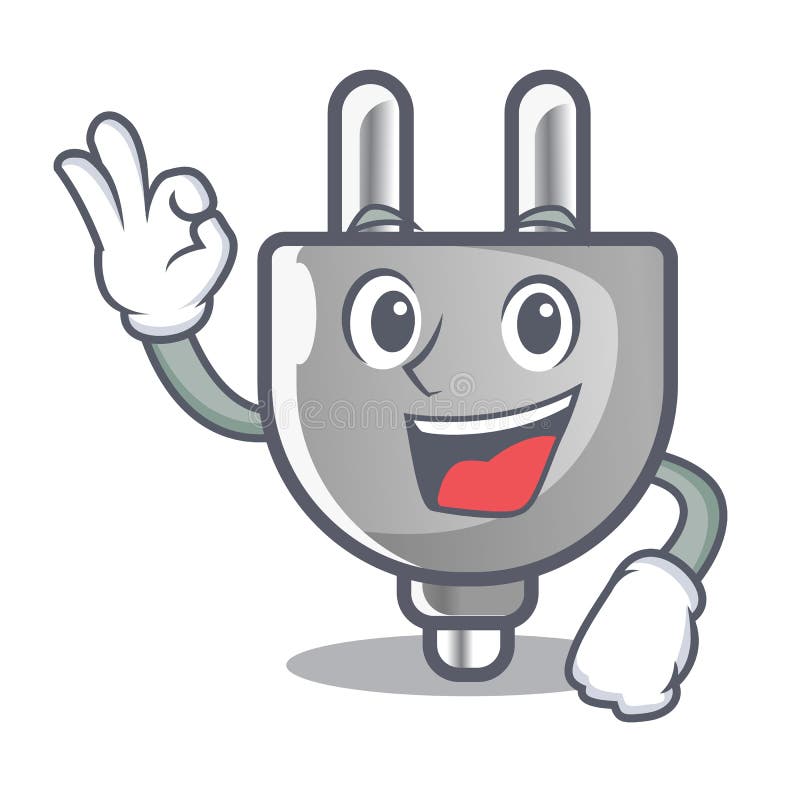 Okay Power Plug in the Character Shape Stock Vector - Illustration of ...