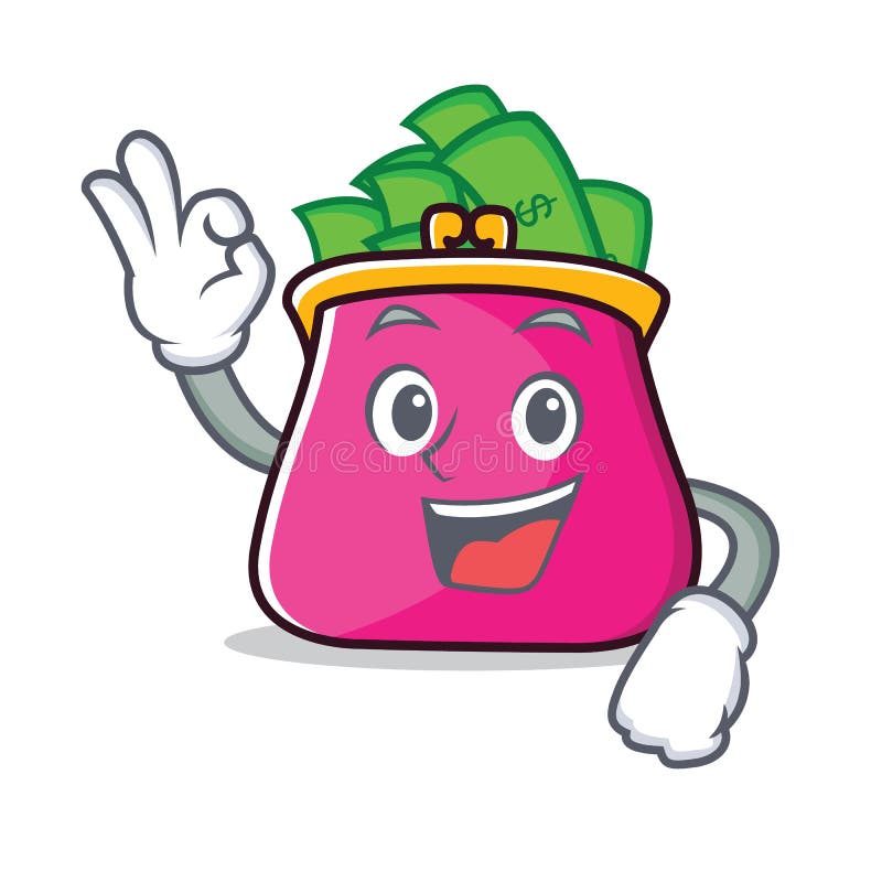 Okay Purse Character Cartoon Style Stock Vector - Illustration of cute ...