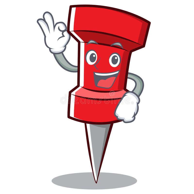 Okay Red Pin Character Cartoon Stock Vector - Illustration of emoticon ...