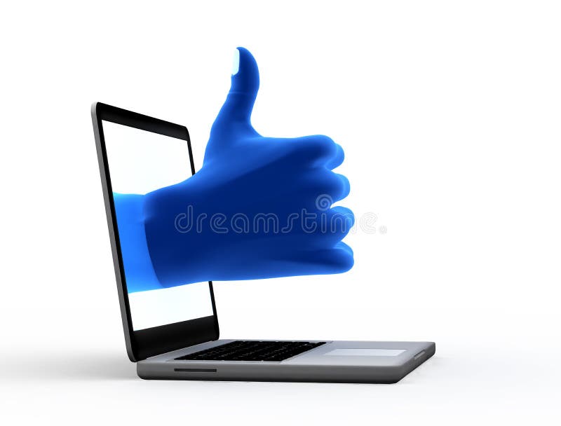 Okay Sign. Blue Hand from Screen Stock Image - Image of concept, media ...