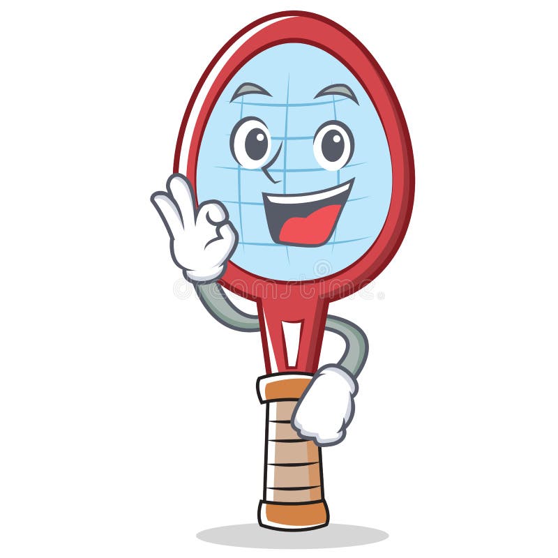 Okay Tennis Racket Character Cartoon Stock Vector - Illustration of ...