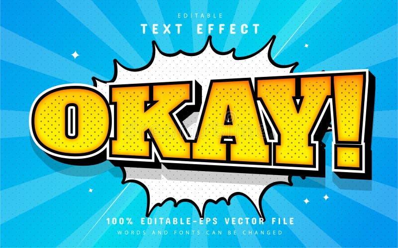 Okay Text Effect Comic Style Stock Vector - Illustration of speech ...