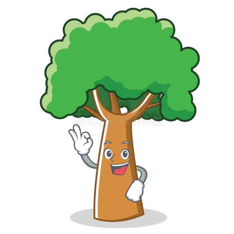 Okay Tree Character Cartoon Style Stock Vector - Illustration of green ...