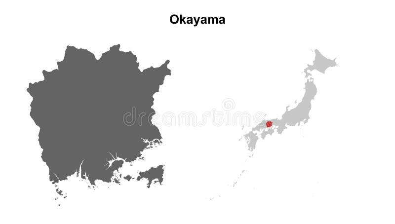 Okayama outline map stock vector. Illustration of outline - 379000057