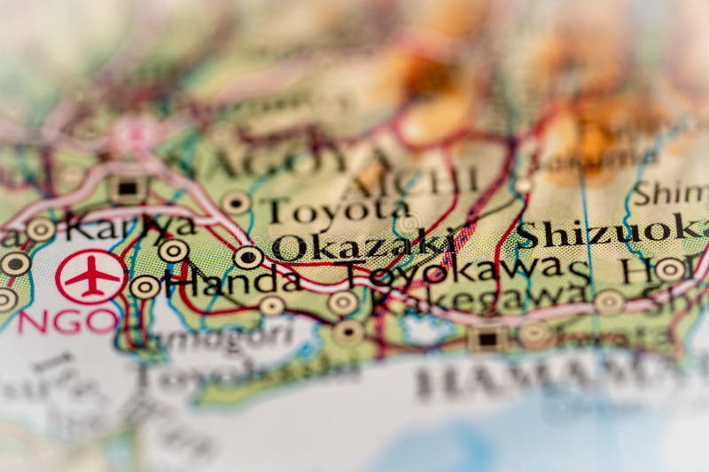 Okazaki, Japan Highlighted on a World Map Editorial Stock Image - Image ...