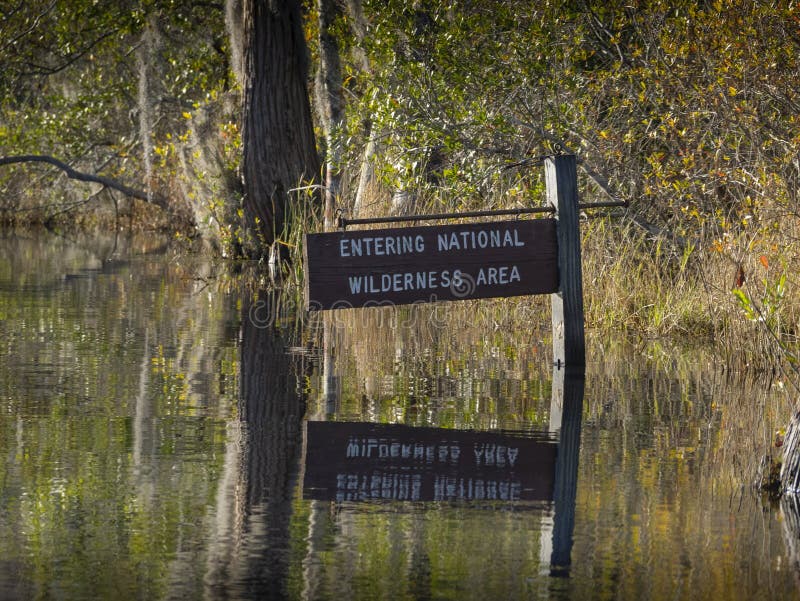 Entering National Wilderness Area Sign in Water Stock Image - Image of ...