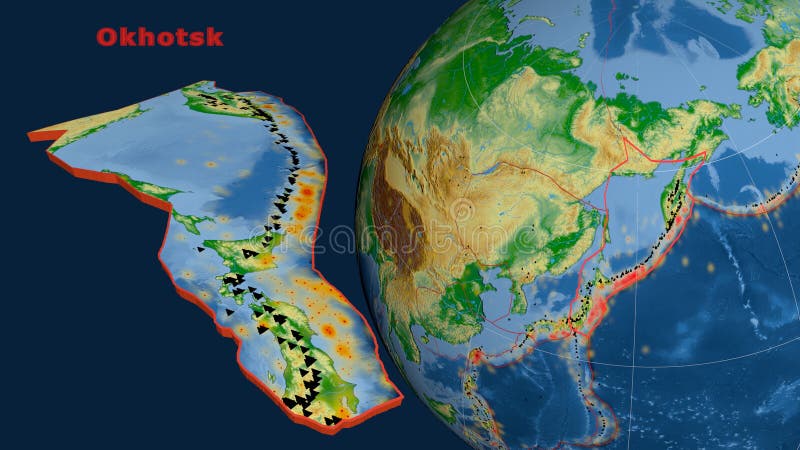 Okhotsk Plate - Boundaries. Physical Map Stock Illustration ...