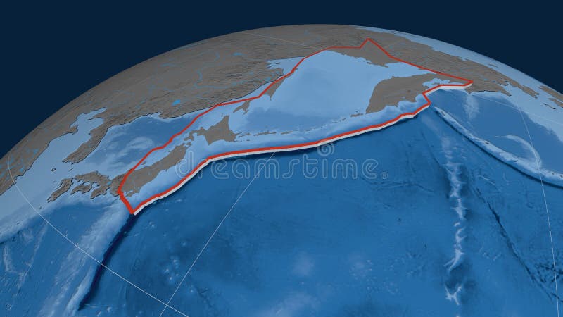 Okhotsk Plate Extruded - Topo and Bathy Stock Illustration ...