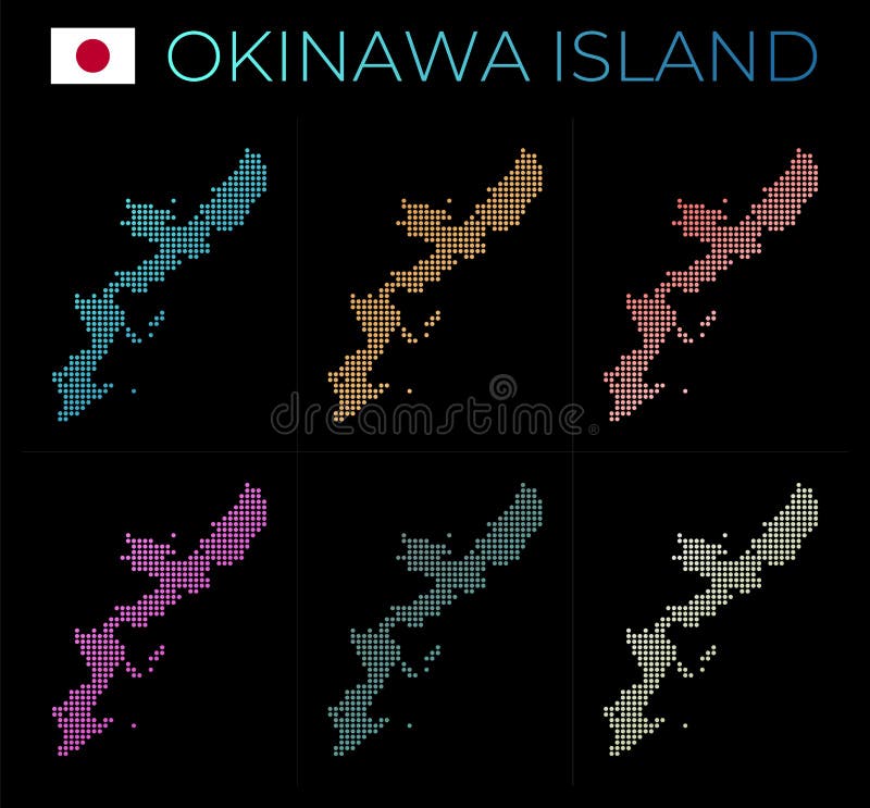 Okinawa Island Dotted Map Set. Stock Vector - Illustration of graphic ...