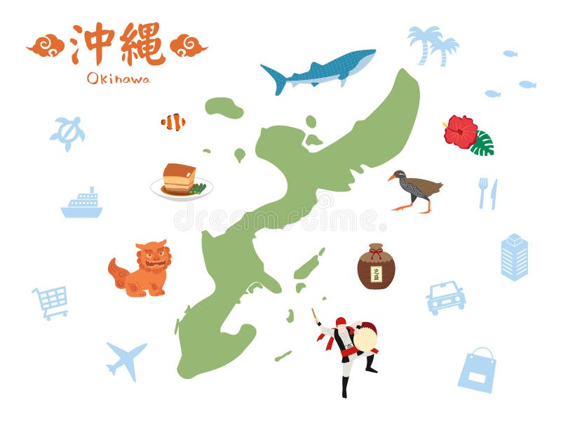 Okinawa sightseeing map stock vector. Illustration of vacation - 274663875