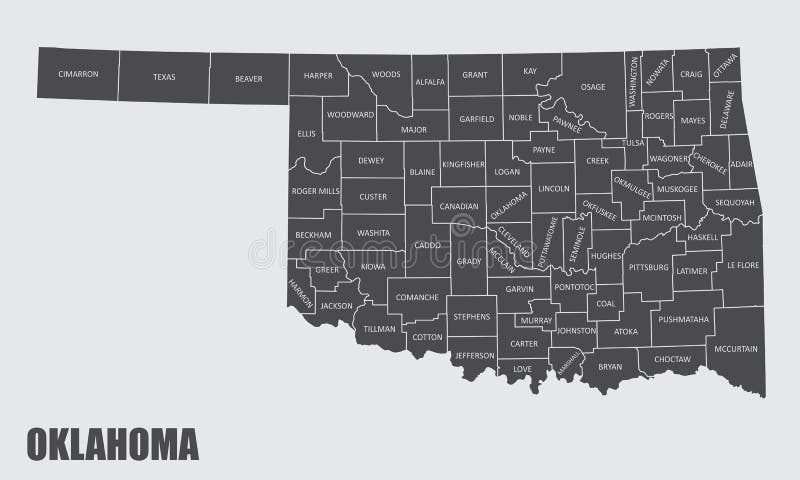 Oklahoma county map stock illustration. Illustration of topographical ...