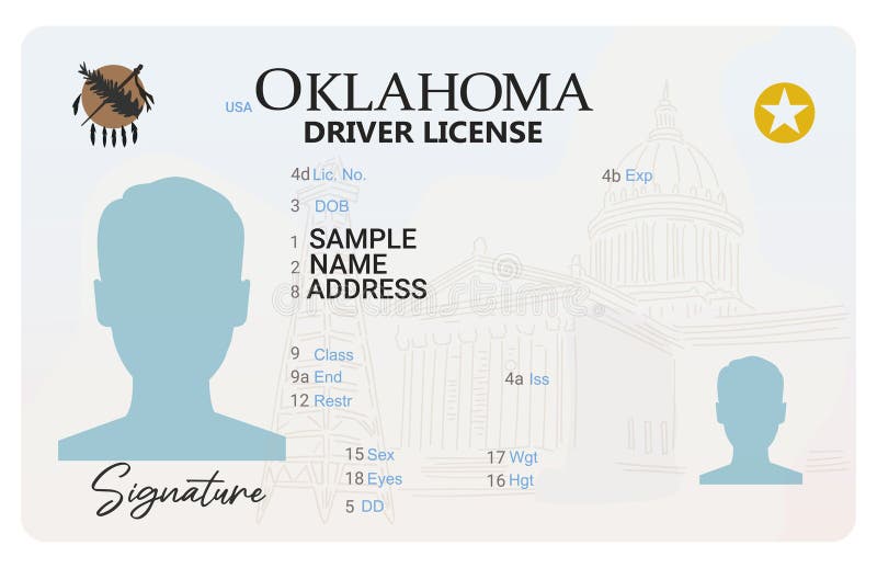Oklahoma Driver License Isolated on White Background. Person Driver ...