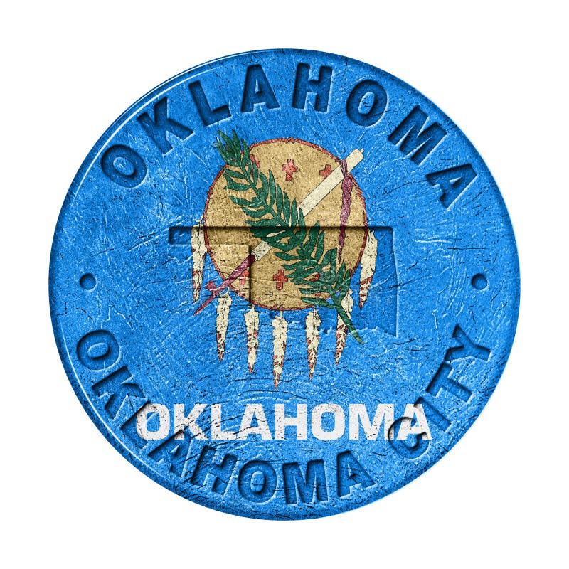 Oklahoma Flag Button with Map Stock Illustration - Illustration of ...