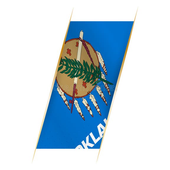 Oklahoma Flag in the Form of a Banner with Waving Effect and Shadow ...