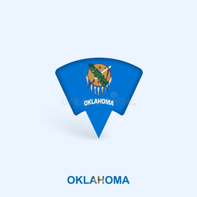 Oklahoma Flag Map Pointer Design with Shadow Stock Vector ...