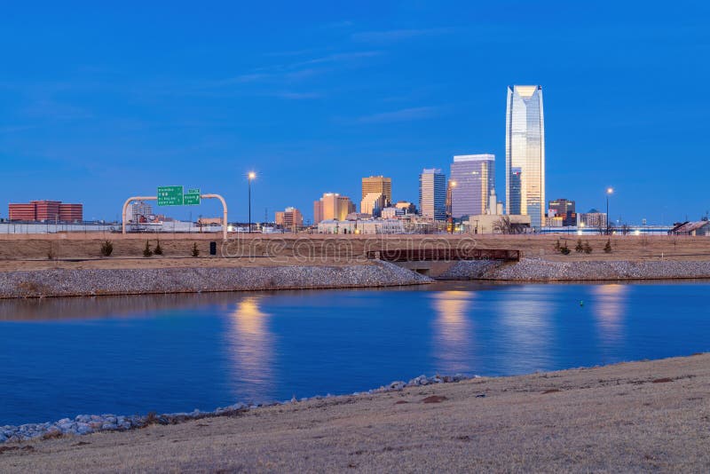 Night View of Oklahoma Downtown Skyline Stock Image - Image of sunny ...