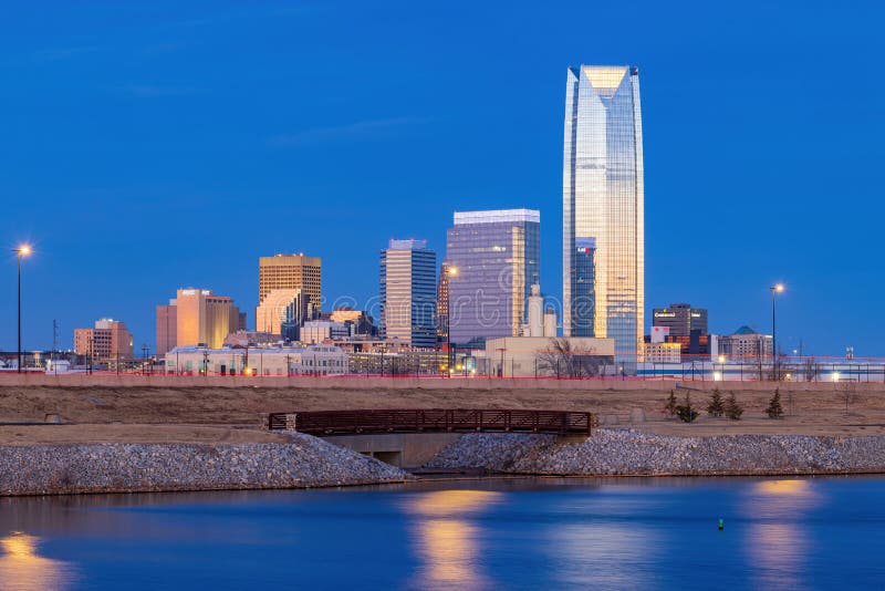 Night View of Oklahoma Downtown Skyline Stock Image - Image of skyline ...