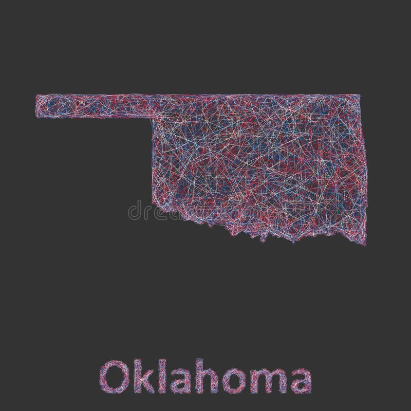 Oklahoma line art map stock vector. Illustration of drawing - 105386591
