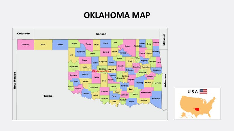 Oklahoma Map. State and District Map of Oklahoma Stock Vector ...