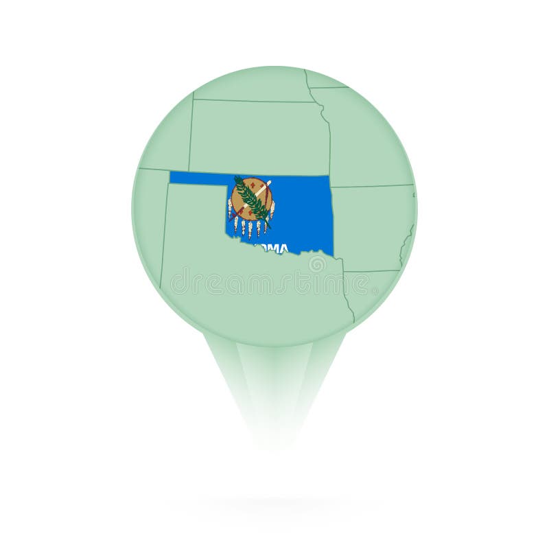 Oklahoma Map, Stylish Location Icon with Oklahoma Map and Flag Stock ...