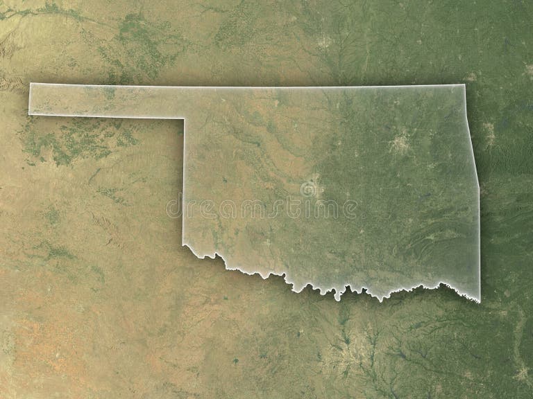 Oklahoma on a Realistic Map with State Borders and Cities Stock ...