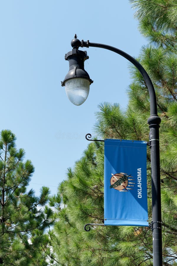 Oklahoma State flag banner stock photo. Image of lamp - 305200780