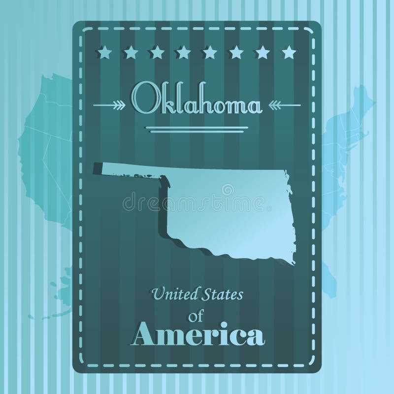 Oklahoma State Map Label. Vector Illustration Decorative Design Stock ...