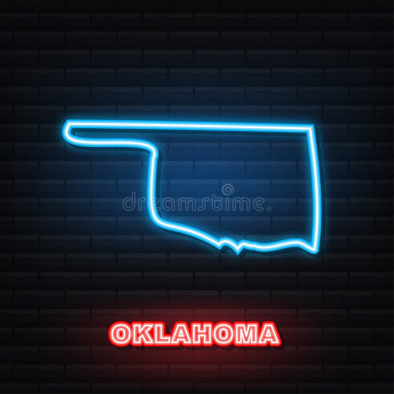 Oklahoma State Map Outline Neon Icon. Vector Illustration. Stock Vector ...