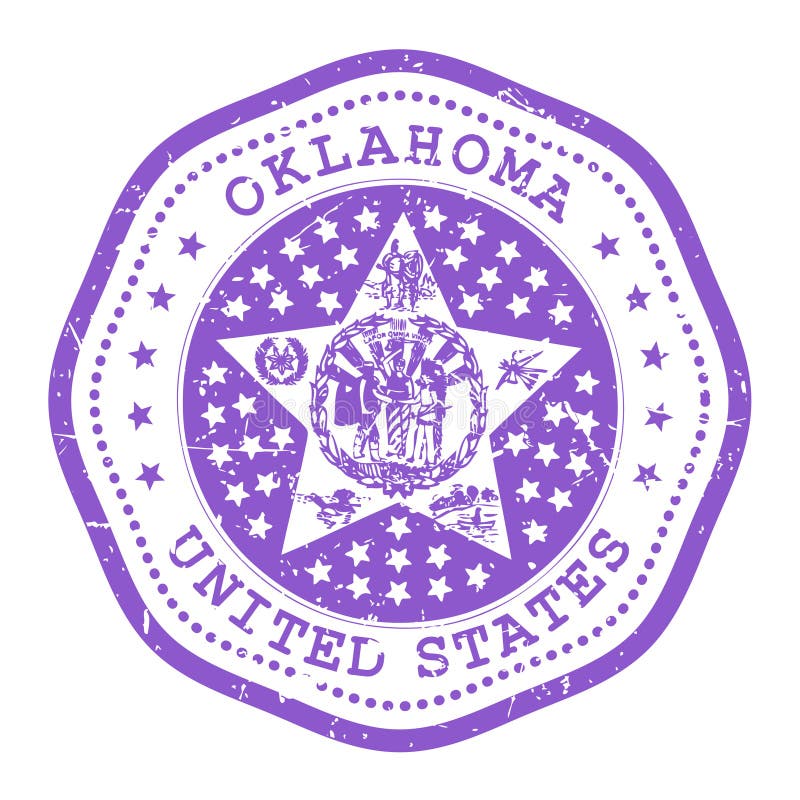 Oklahoma State Stamp with Seal, USA Travel Stamp, Shabby Postmark of ...