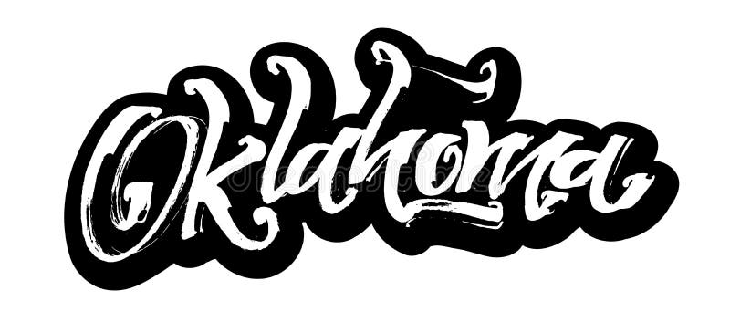 Oklahoma. Sticker. Modern Calligraphy Hand Lettering for Serigraphy ...