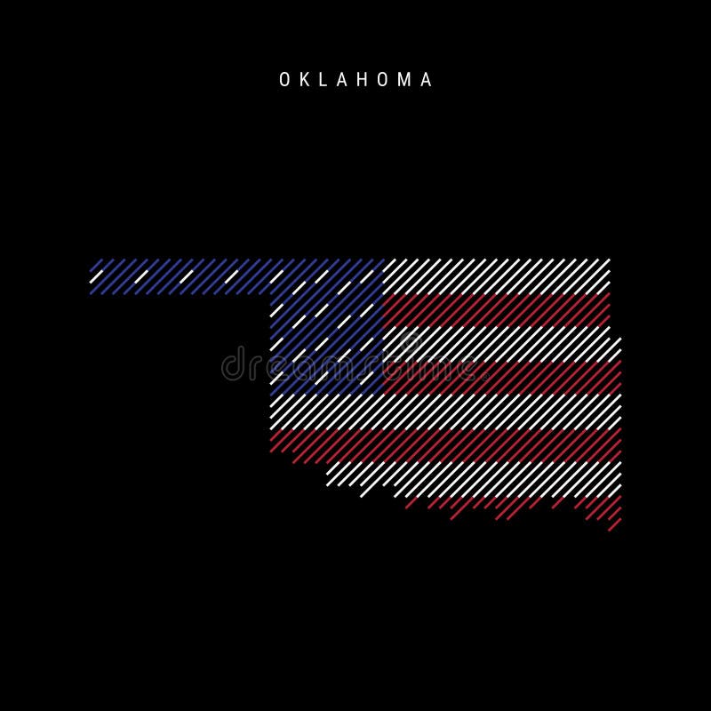 Oklahoma US State Hatched Silhouette Map of Slanted Lines Pattern. Flat ...