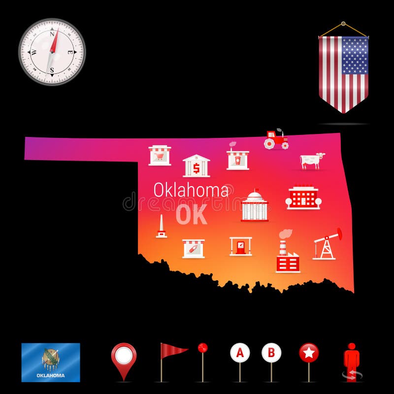 Oklahoma vector map. stock vector. Illustration of north - 98050378
