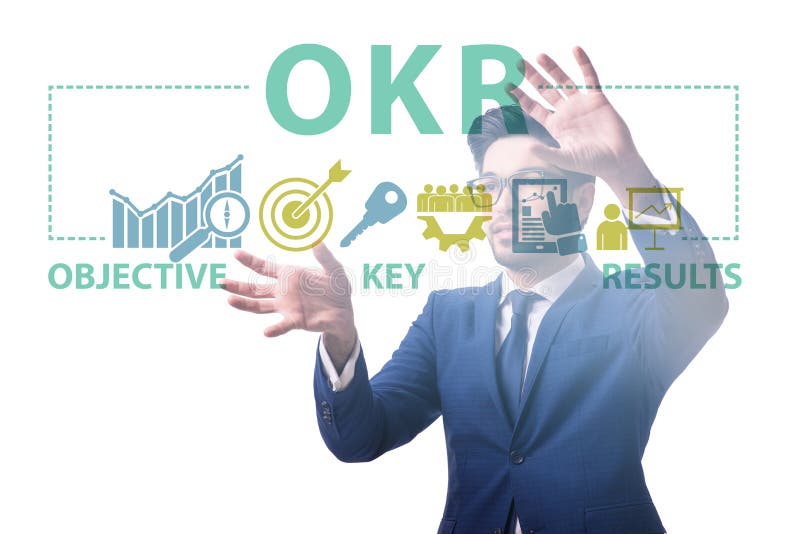 OKR Concept with Objective Key Results and Businessman Stock Image ...