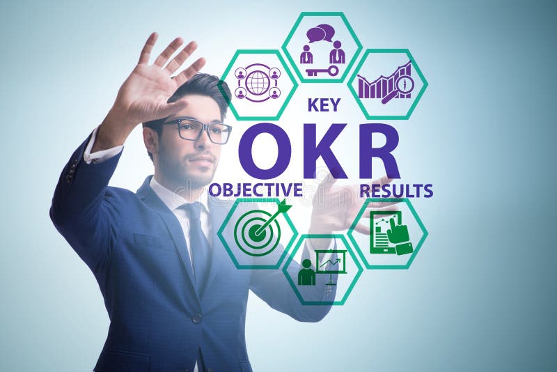 OKR Concept with Objective Key Results and Businessman Stock Image ...