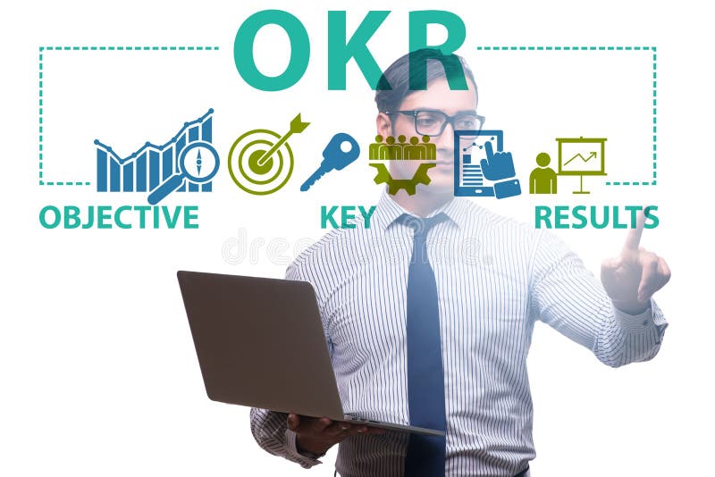 OKR Concept with Objective Key Results and Businessman Stock Image ...