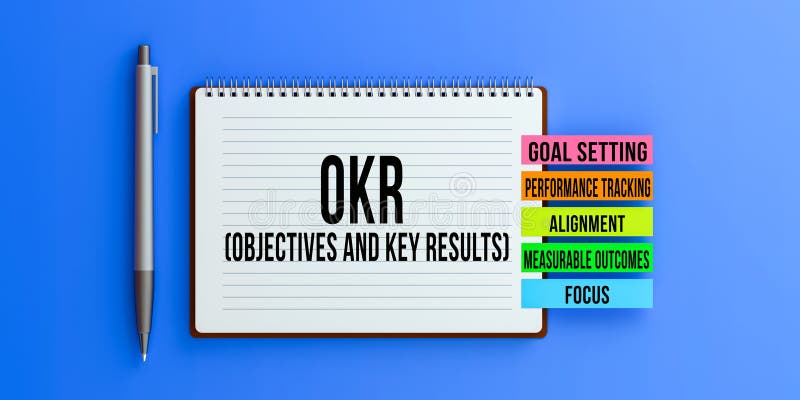 OKR (Objectives and Key Results) Text Message on Notebook. Stock Photo ...
